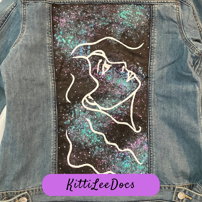 Hand Painted Denim Jacket - Cosmic Girl - Space/galaxy/moon/stars ...