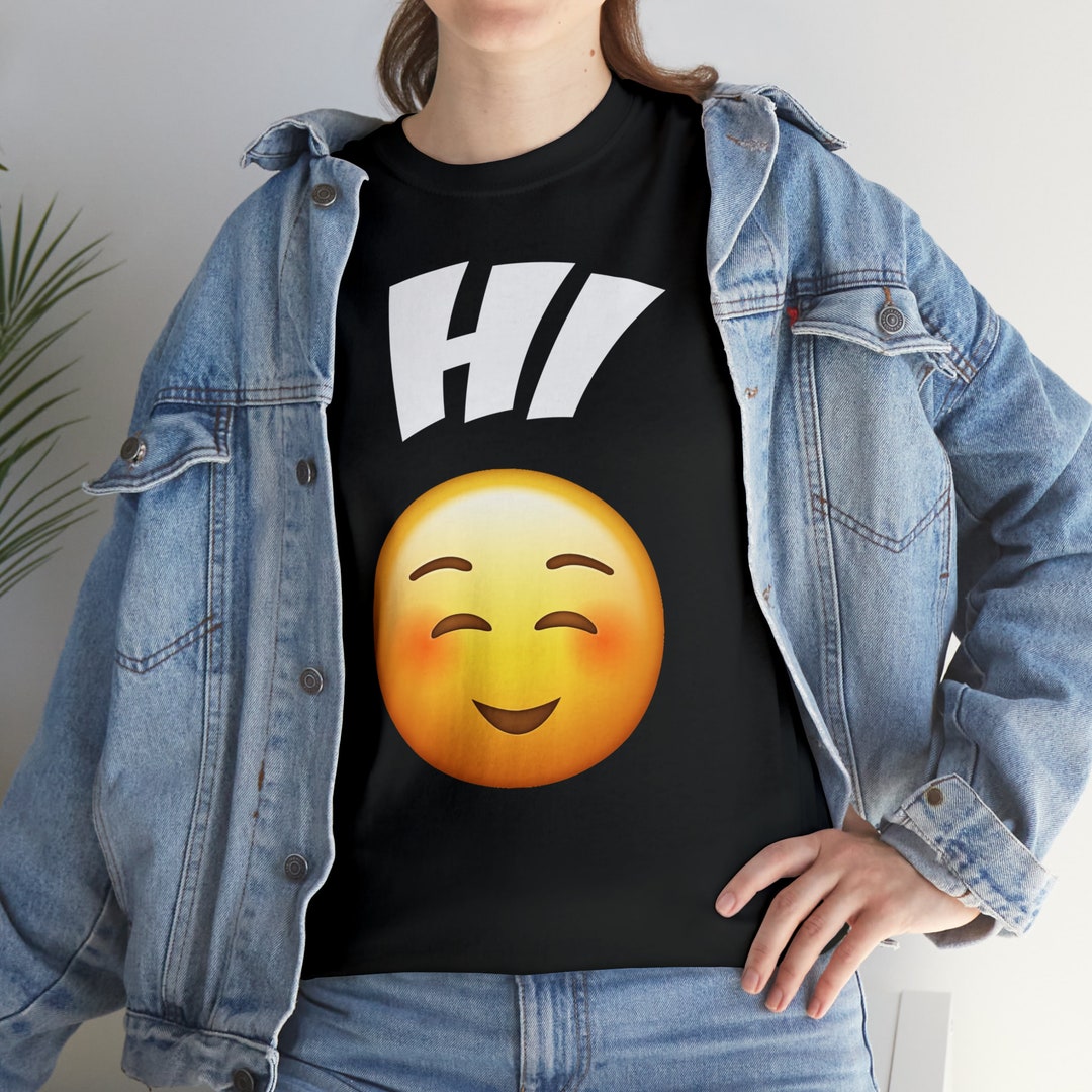 Hi Hello' Shy Emoji T-shirt | Unisex Tee | Perfect Gift for Introverts ...