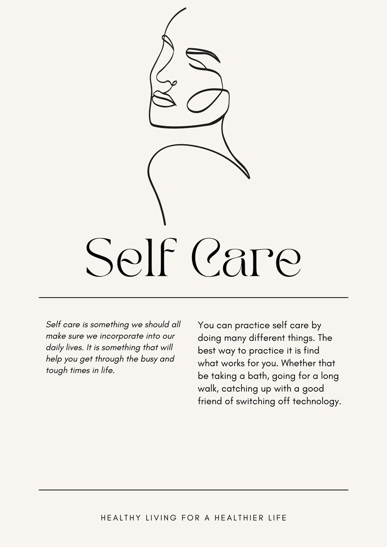 Self Care Art, Instant Download, Self Care With Explanation, Art, Art ...