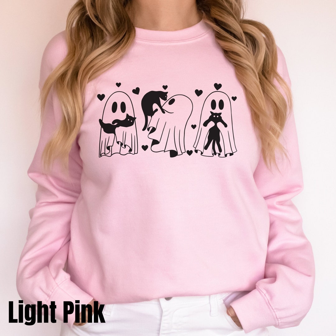 Ghost and Cat Sweatshirt, Halloween Ghost Sweater, Spooky Season ...