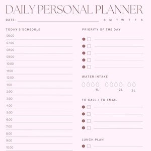 The Best One Page Printable Daily Planner - Etsy