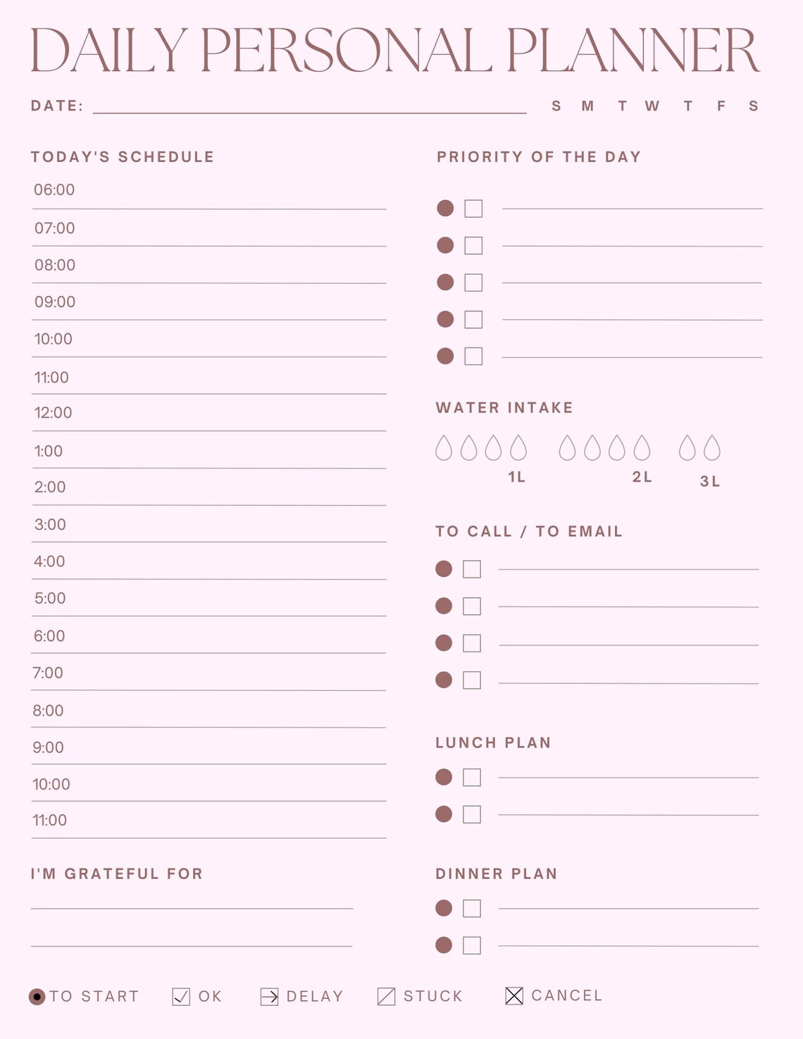 The Best One Page Printable Daily Planner - Etsy