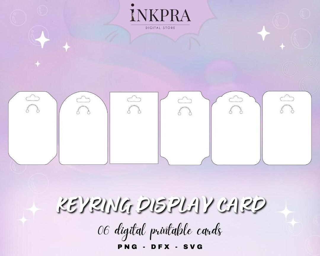 6 Keyring Display Cards Svg Keychain Packaging Key Ring - Etsy