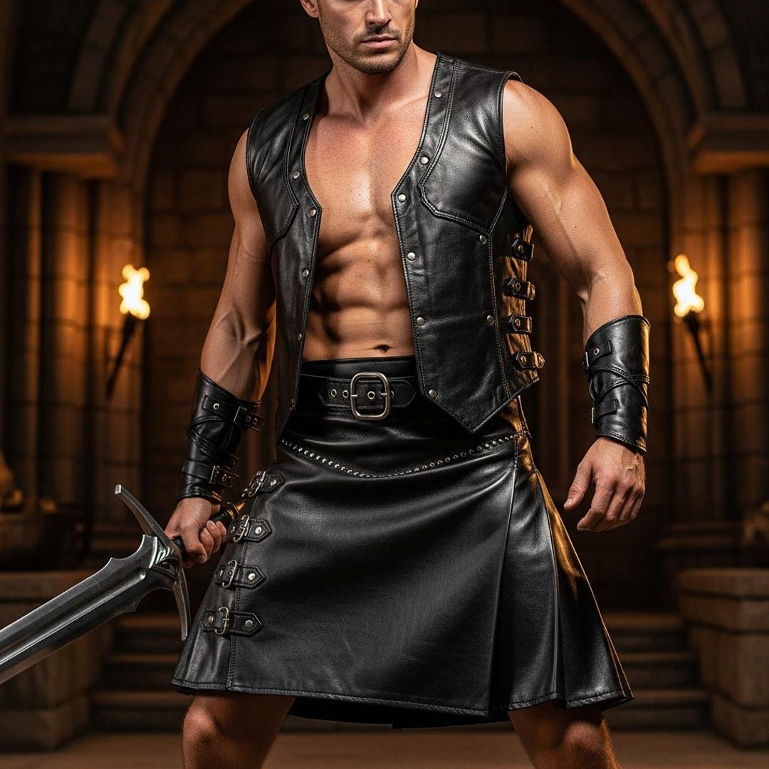 Medieval Genuine Leather Warrior Costume Set - Handmade Viking ...