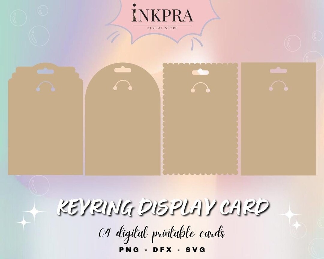 4 Keyring Display Cards Svg, Keyring SVG, Keychain Packaging, Keyring ...