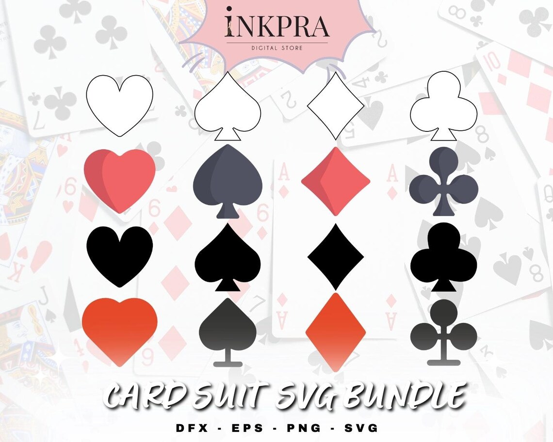 Playing Card Symbols Svg Card Suit Svg Diamonds Clubs - Etsy
