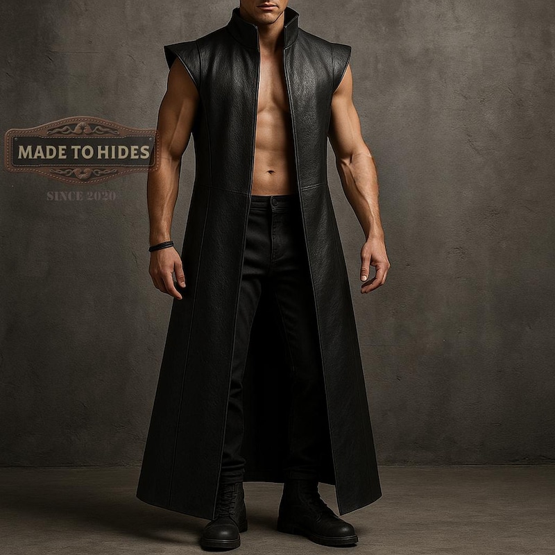 Sleeveless Men Long Coat - Etsy