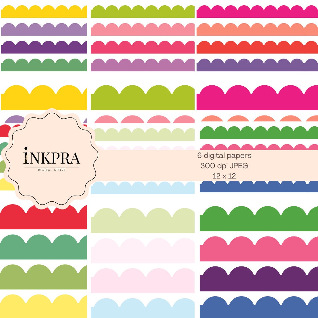 SALE Clipart Digital Borders Decorative Scalloped Banners Ribbons Set ...
