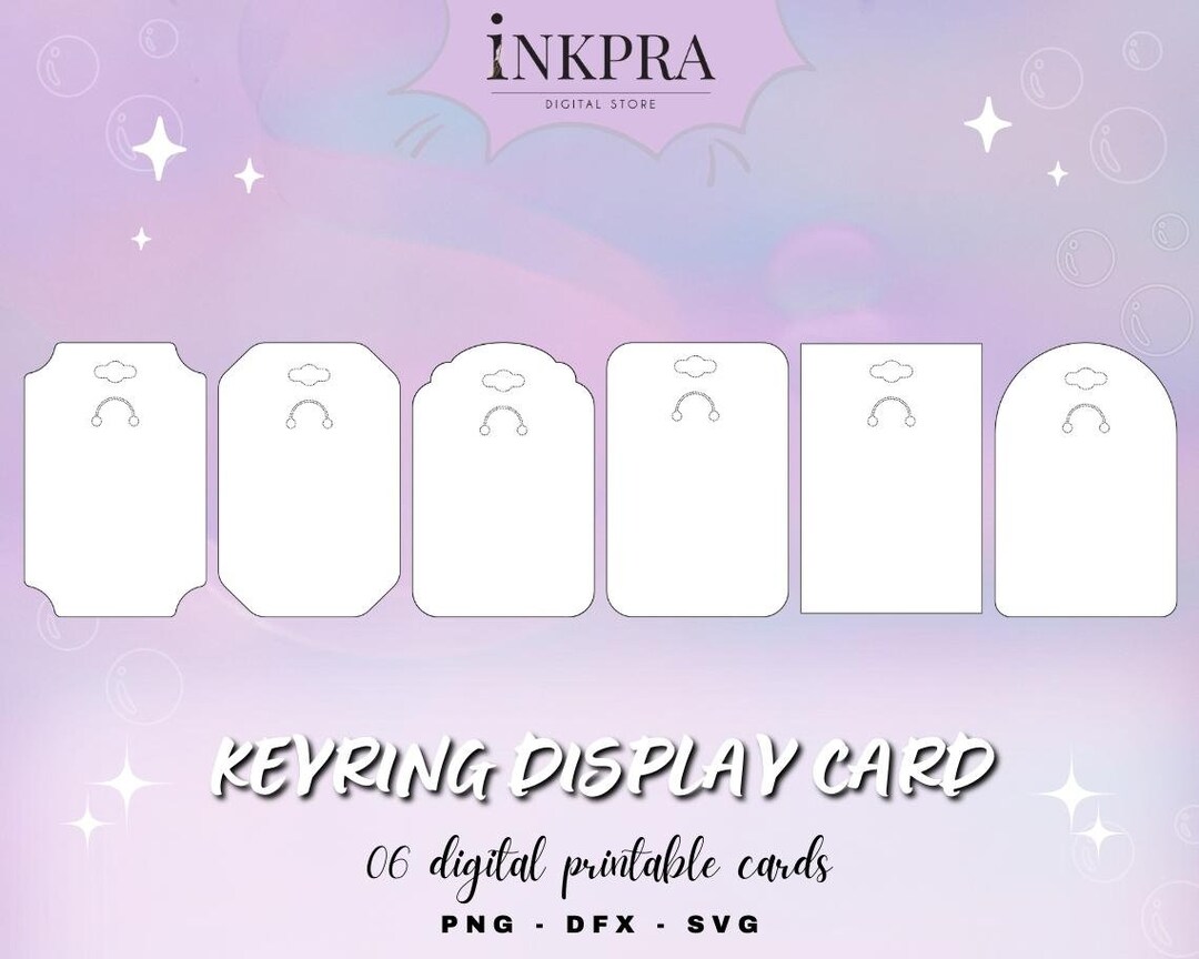 6 Keyring Display Cards Svg Packaging Svg Keychain - Etsy