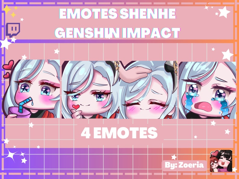 Shenhe Genshin Impact Emotes X4 / Emotes for Twitch - Etsy Canada