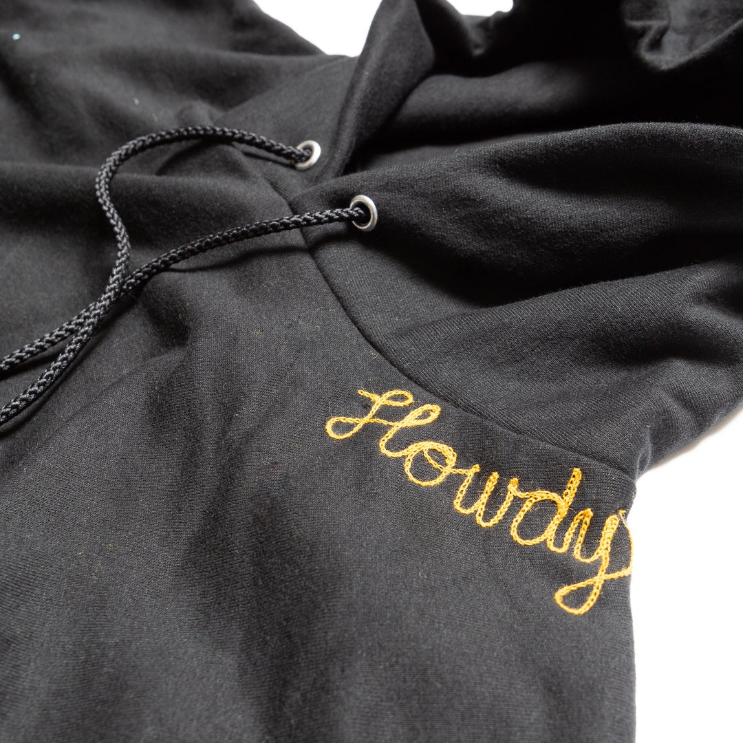 Custom Chainstitch Embroidered Script Hoodie - Etsy