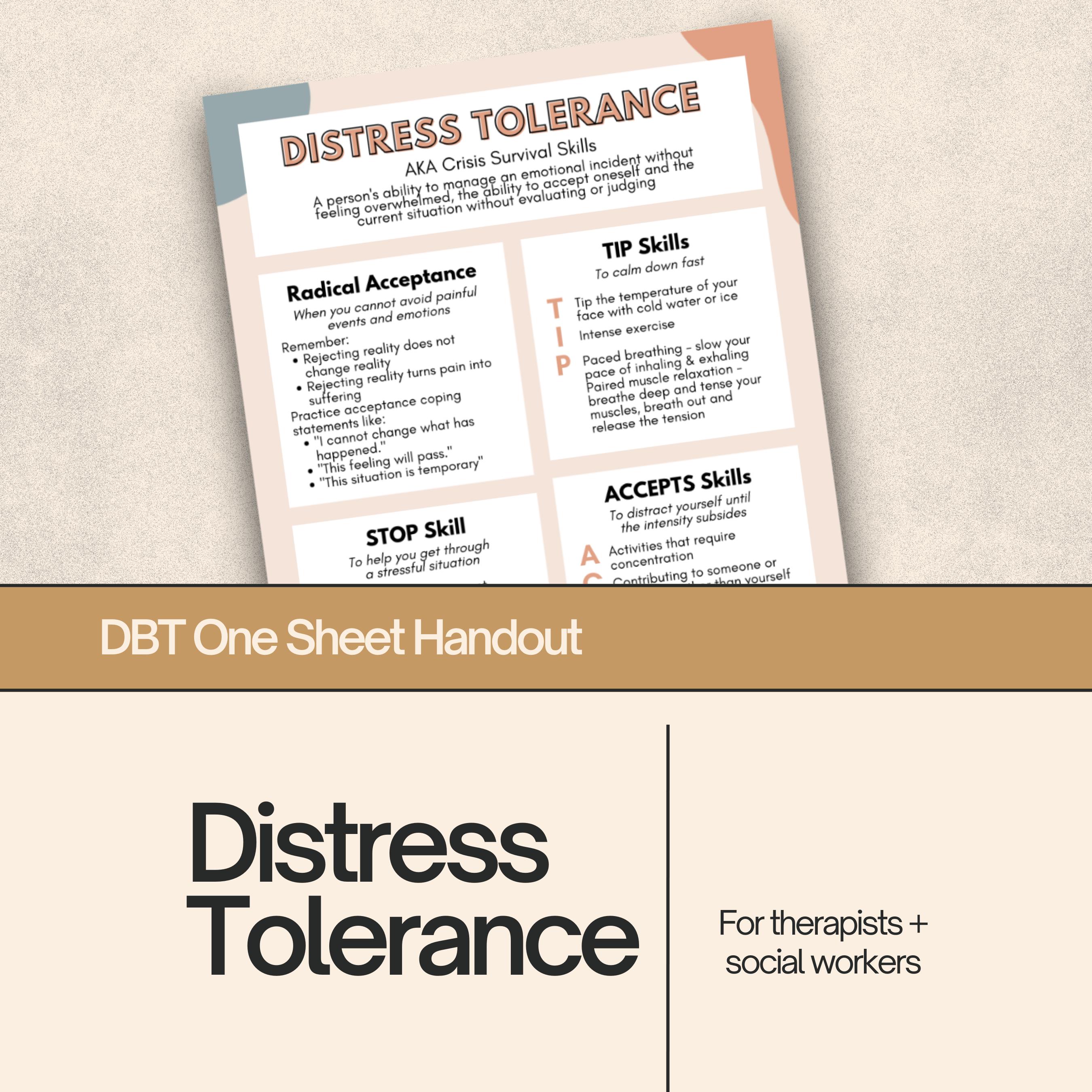 Distress Tolerance Handout Poster - Etsy