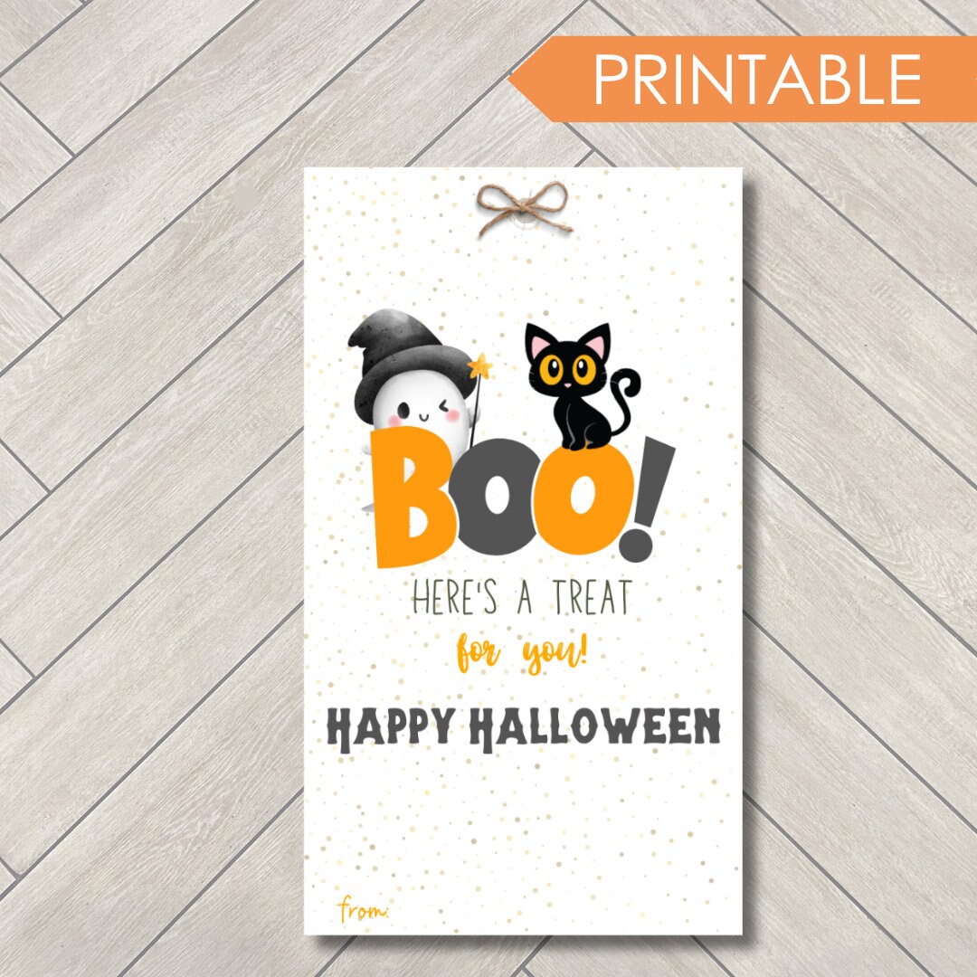 Printable Halloween Favor Tag, Boo Here's a Treat for You Tag, Trick or ...