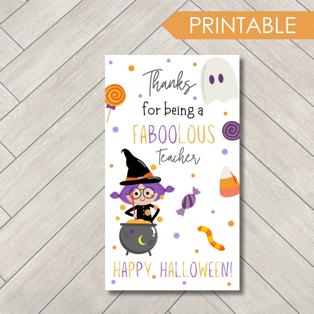 Teacher Appreciation Halloween Printable Tag Faboolous - Etsy