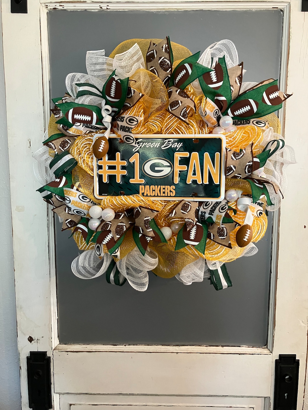 Green Bay Packers Football Wreath - Etsy