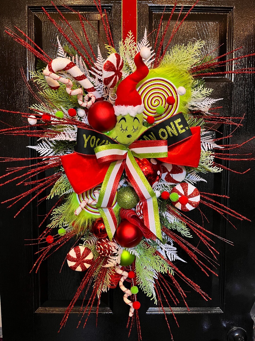 Sleepy Green Man Monster Swag Christmas Wreath - Etsy