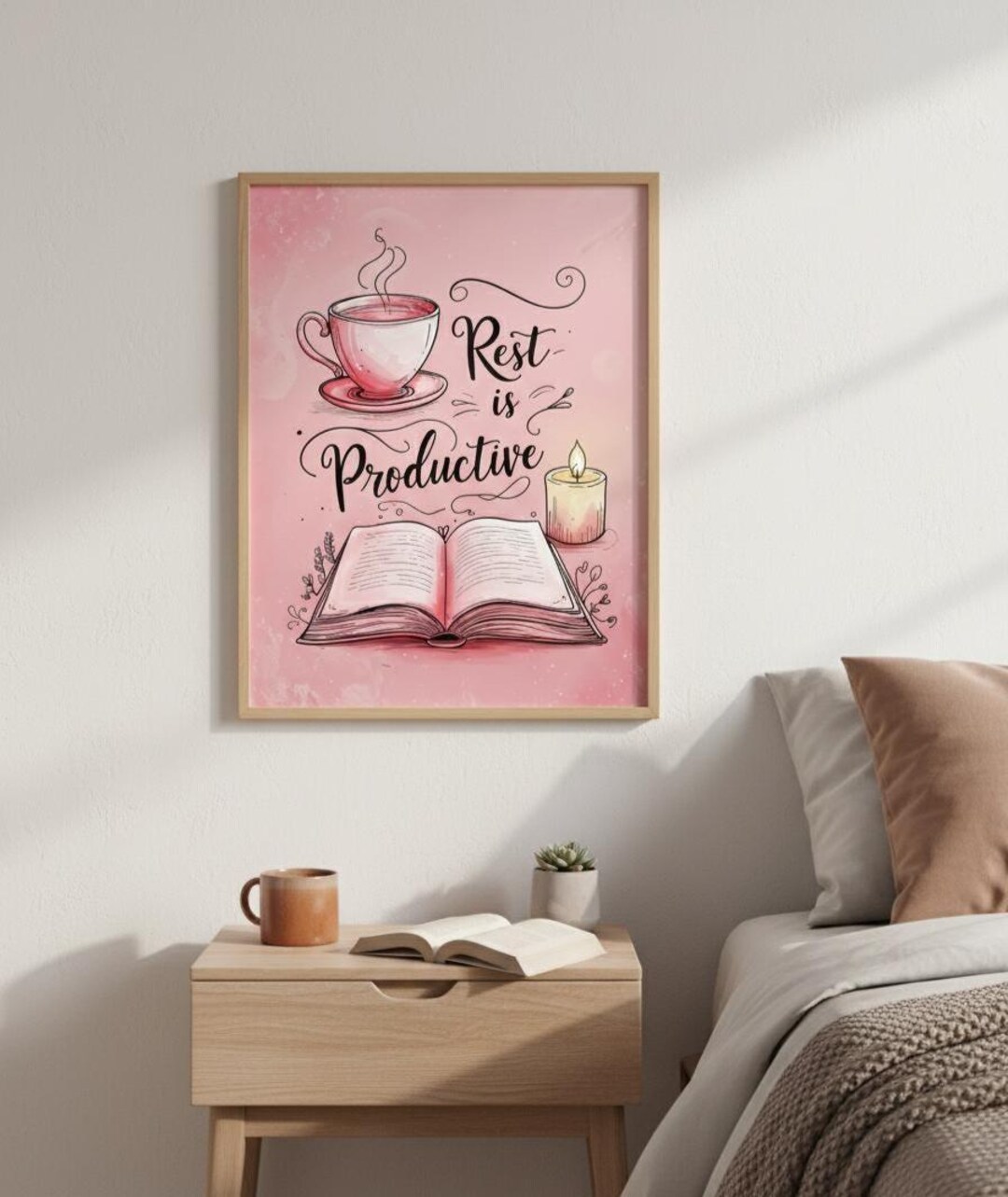 Mental Health Poster: Rest is Productive - Pastel Self Care Wall Art - Etsy