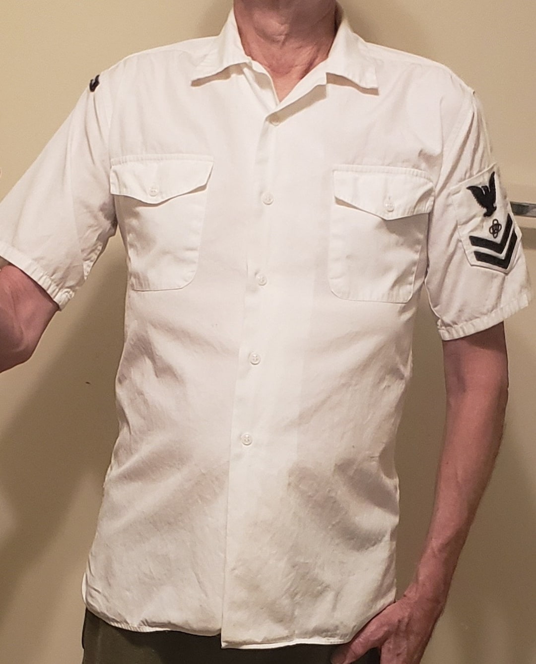 USN US Navy Military White Dress Shirt Short Sleeve 043-004wss - Etsy