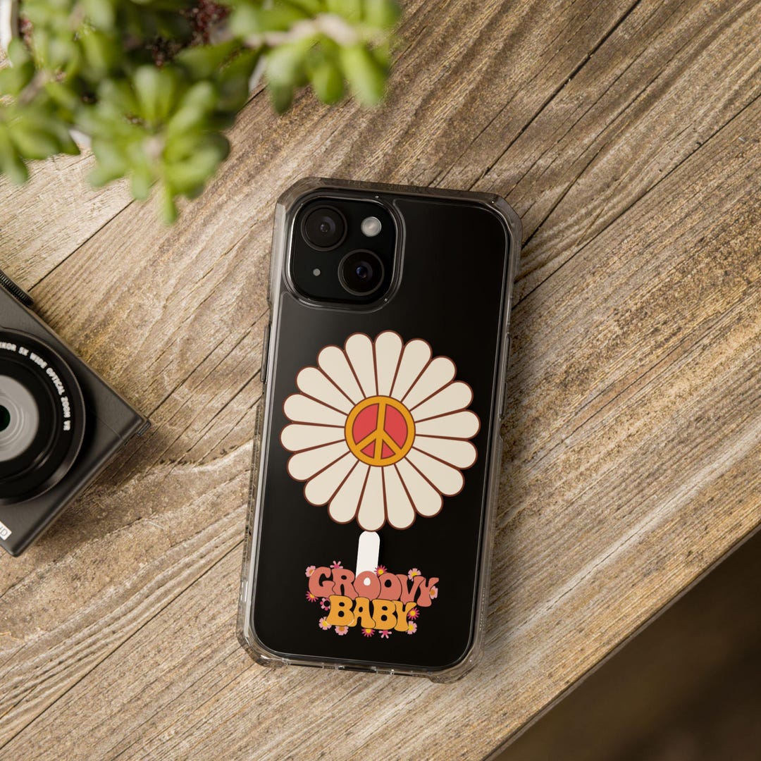 Groovy Peace Sign Flower Magnetic Clear Impact Cases, Phone Accessories ...