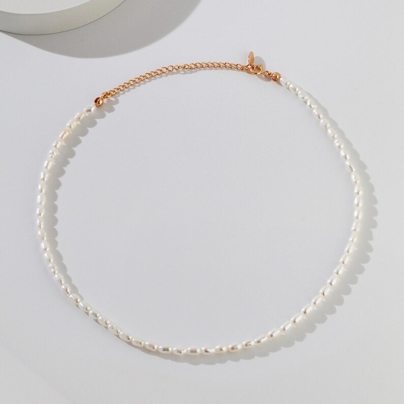 Freshwater Rice Pearl Necklace 18K Gold Vermeil Pearl - Etsy Freshwater Rice Pearl Necklace 18K Gold Vermeil Pearl - Etsy