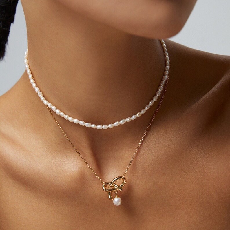 Freshwater Rice Pearl Necklace 18K Gold Vermeil Pearl - Etsy Freshwater Rice Pearl Necklace 18K Gold Vermeil Pearl - Etsy