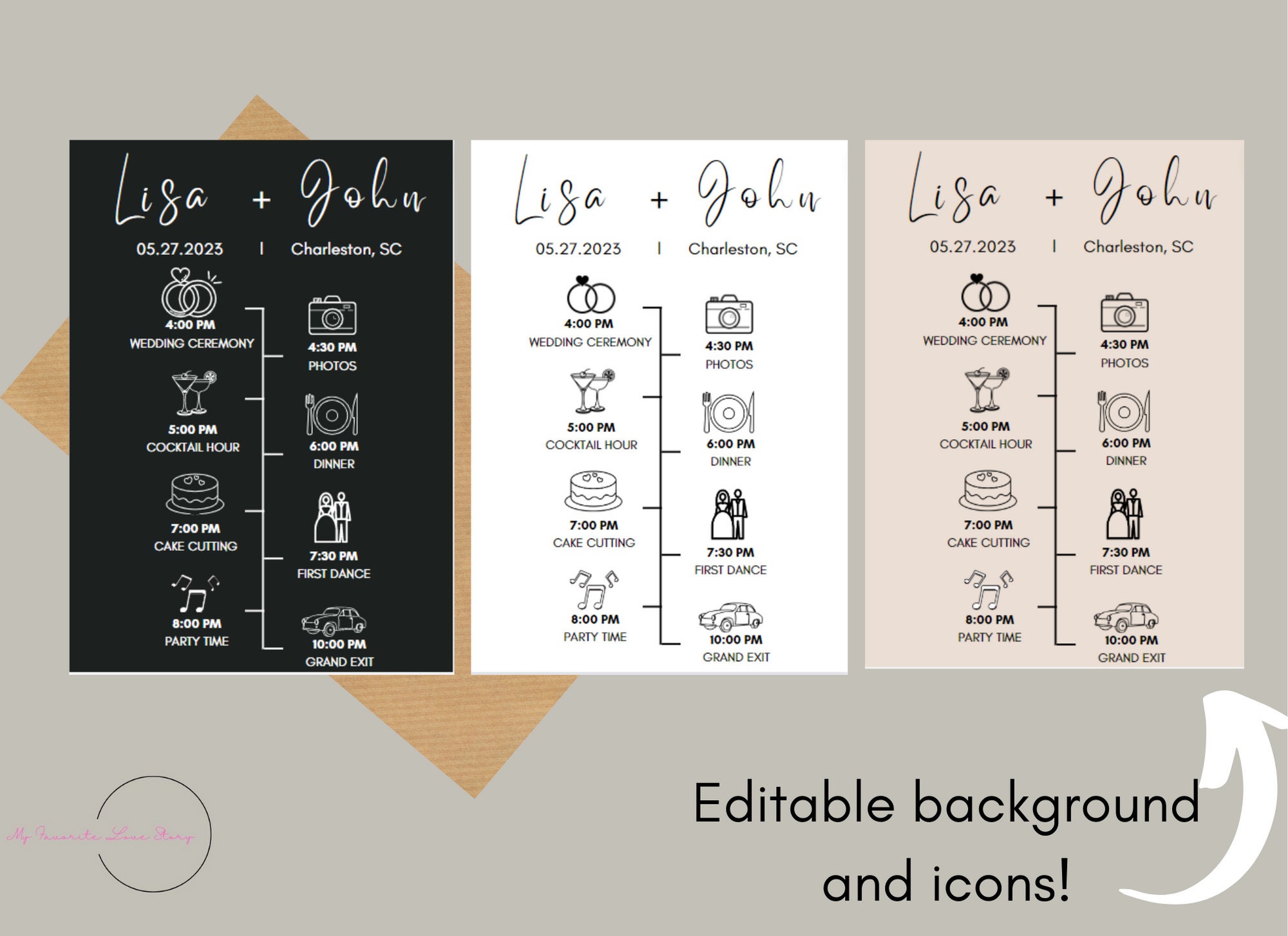 Customizable Wedding Day Timeline Template, Schedule of Events, Wedding ...