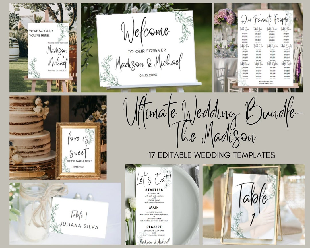 The Ultimate Wedding Template Bundle, Wedding Sign Bundle Kit, Modern ...