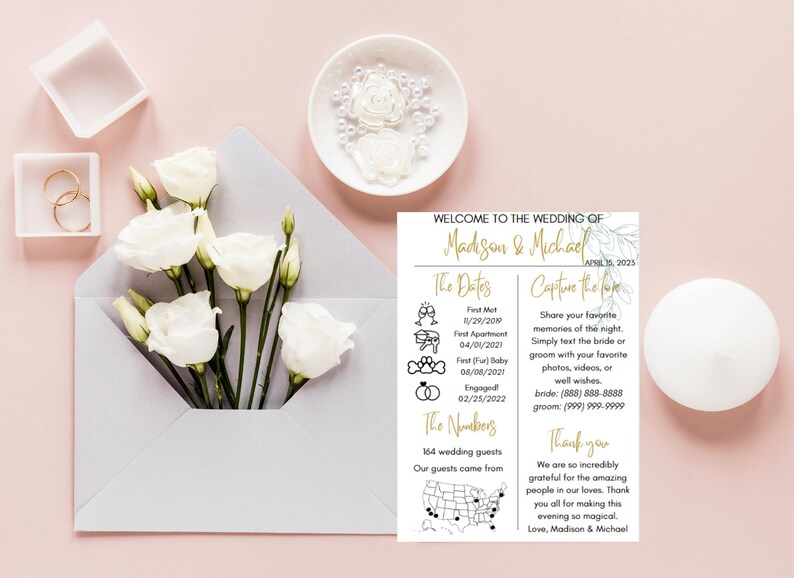 Minimalist Wedding Infographic Template Modern Wedding - Etsy