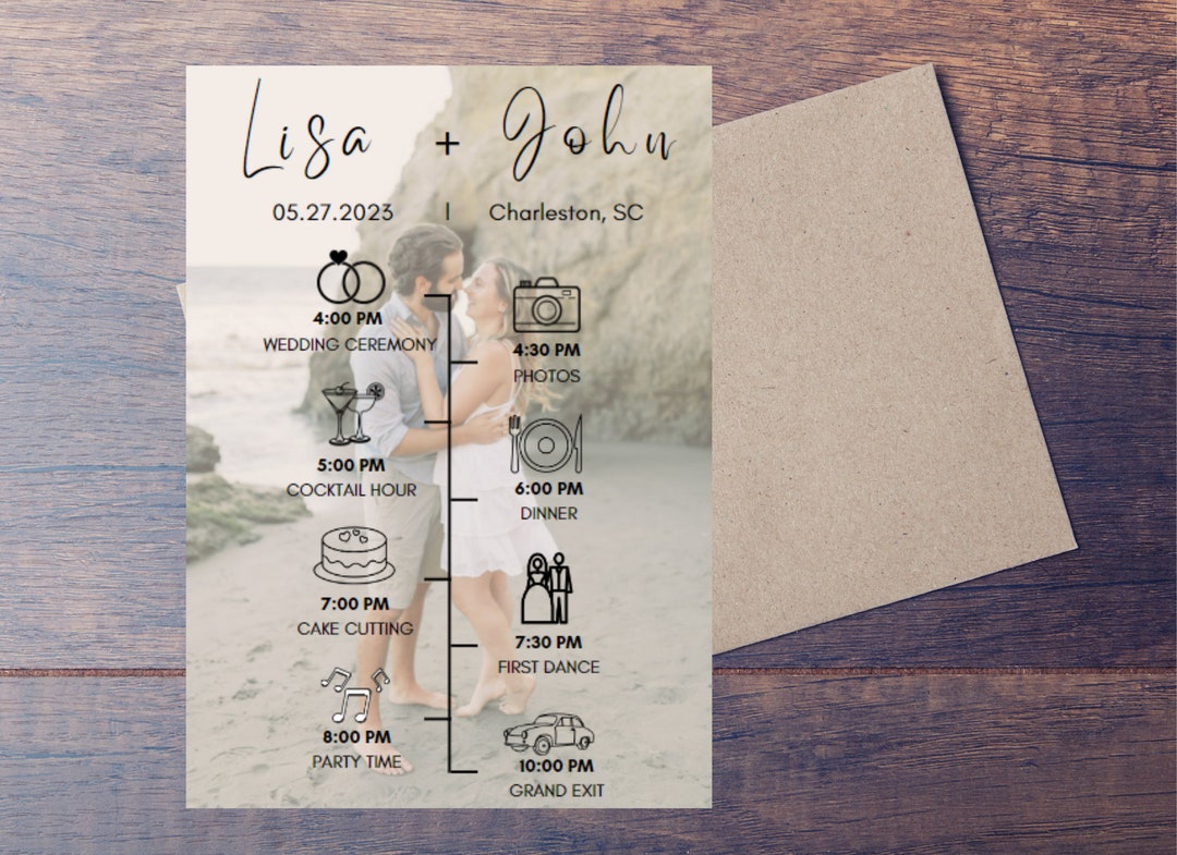 Customizable Wedding Day Timeline Template, Schedule of Events, Wedding ...