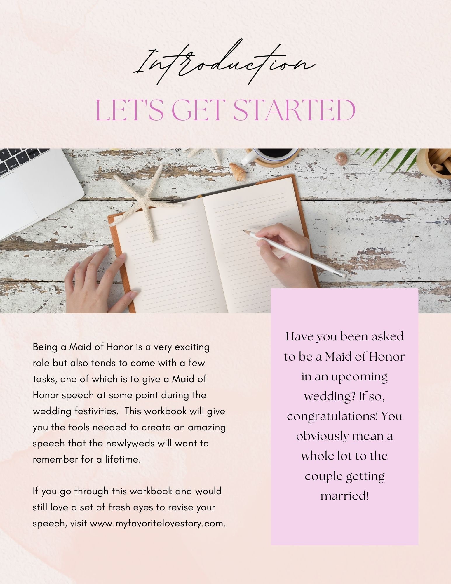 Wedding Maid of Honor Speech Writing Workbook, Personalized Maid of ...