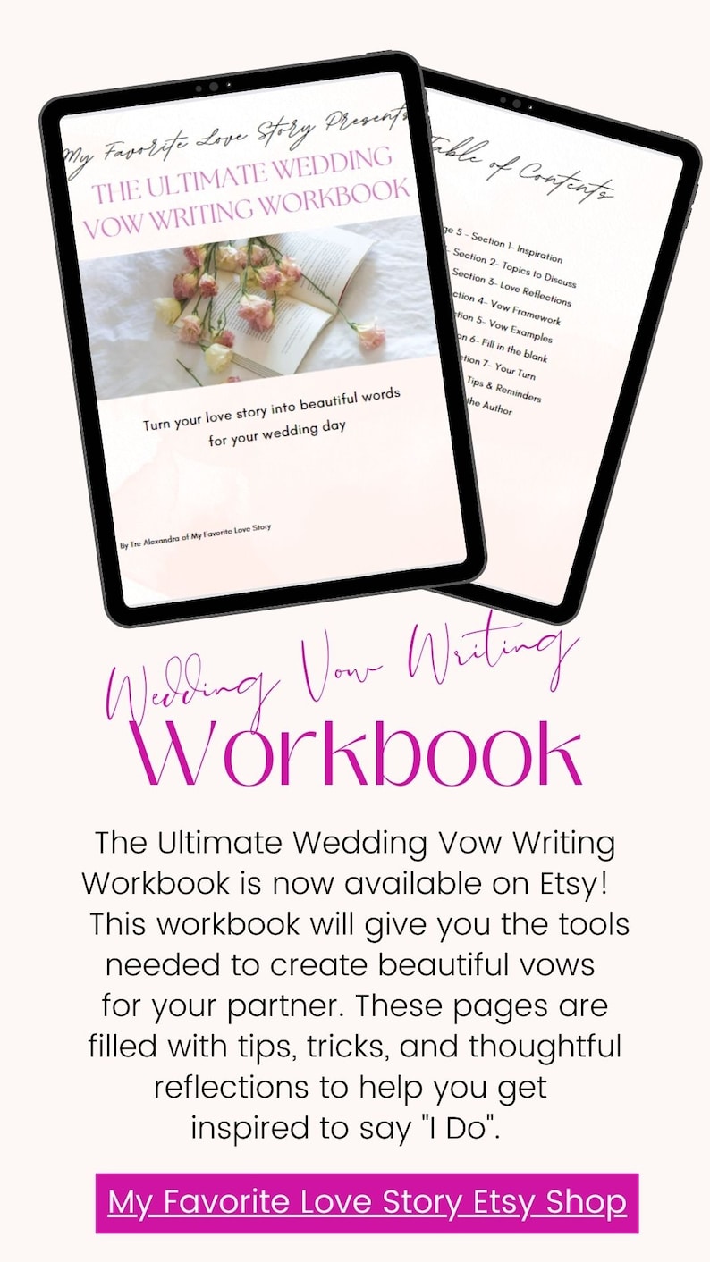 Wedding Vow Writing Workbook, Personalized Wedding Vow Writing, Write ...