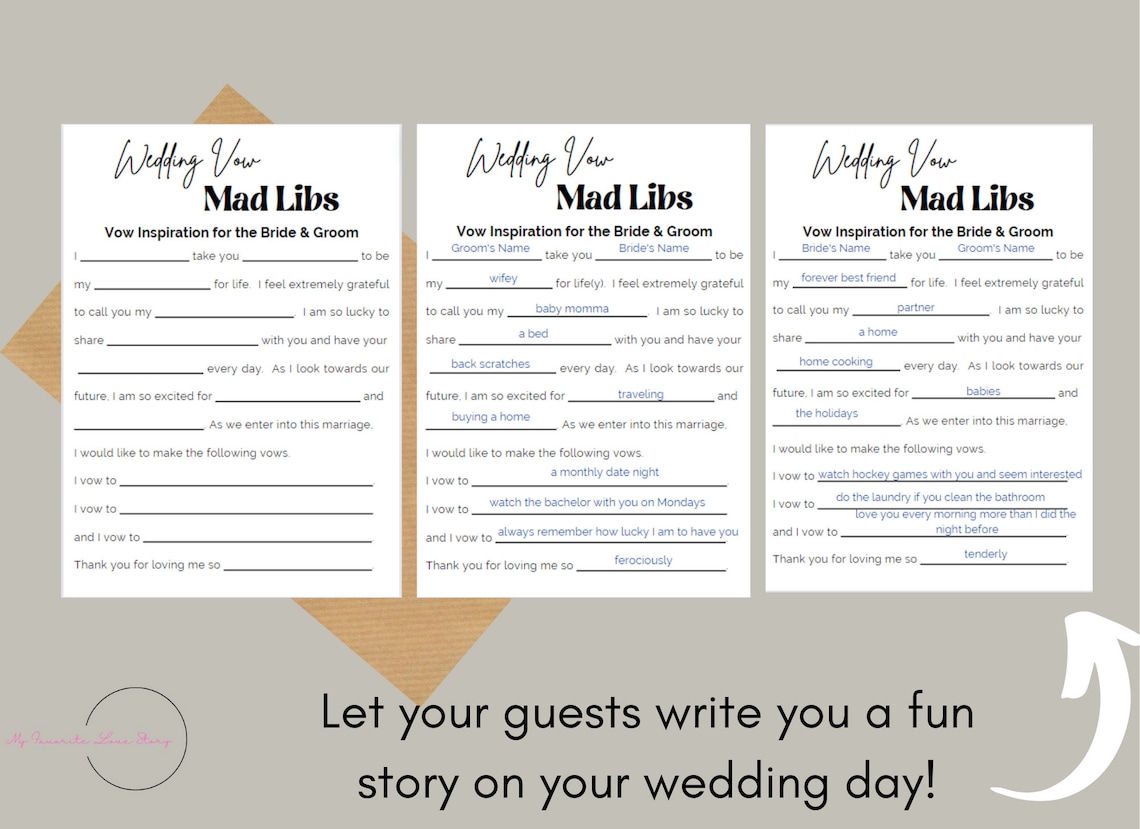 Wedding Vow Mad Libs Game Template, Wedding Game for Engagement Parties ...
