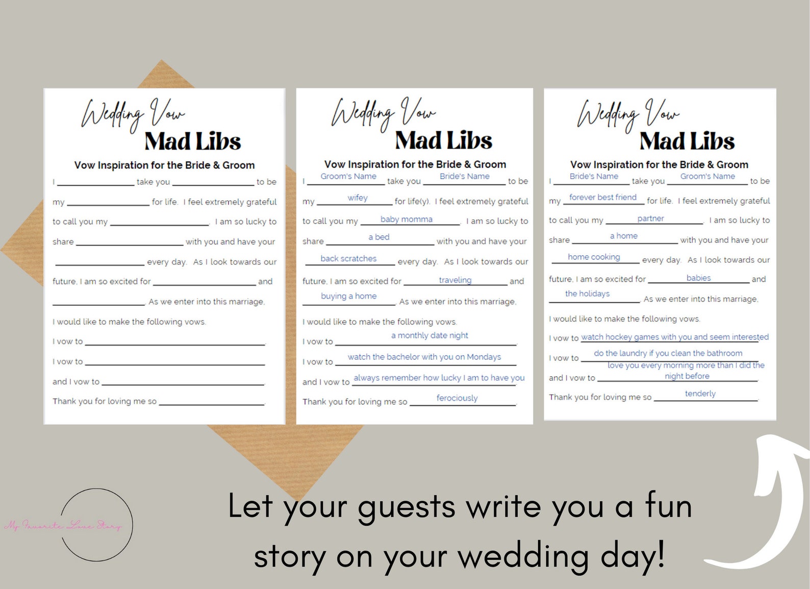 Wedding Vow Mad Libs Game Template, Wedding Game for Engagement Parties ...