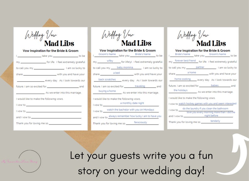 Wedding Vow Mad Libs Game Template, Wedding Game for Engagement Parties ...