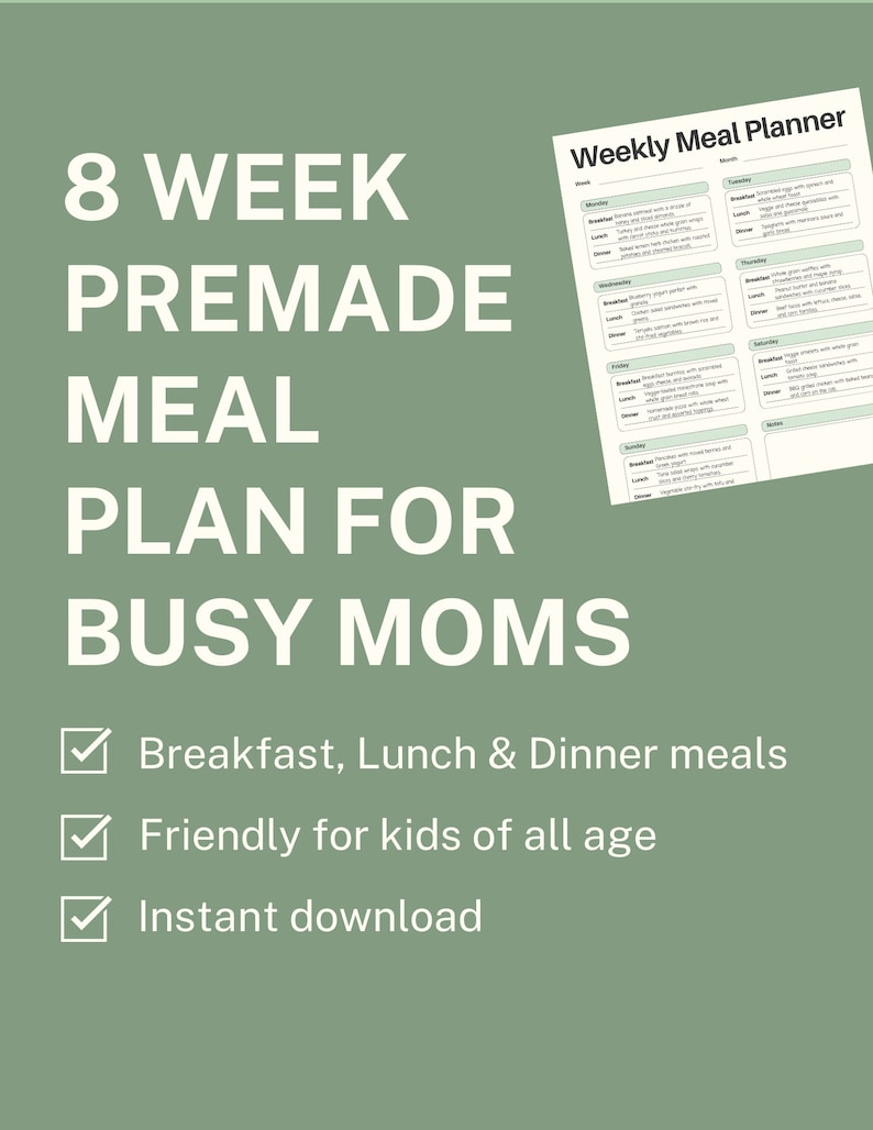 8 Weeks Premade Meal Plan for Busy Moms'families - Etsy