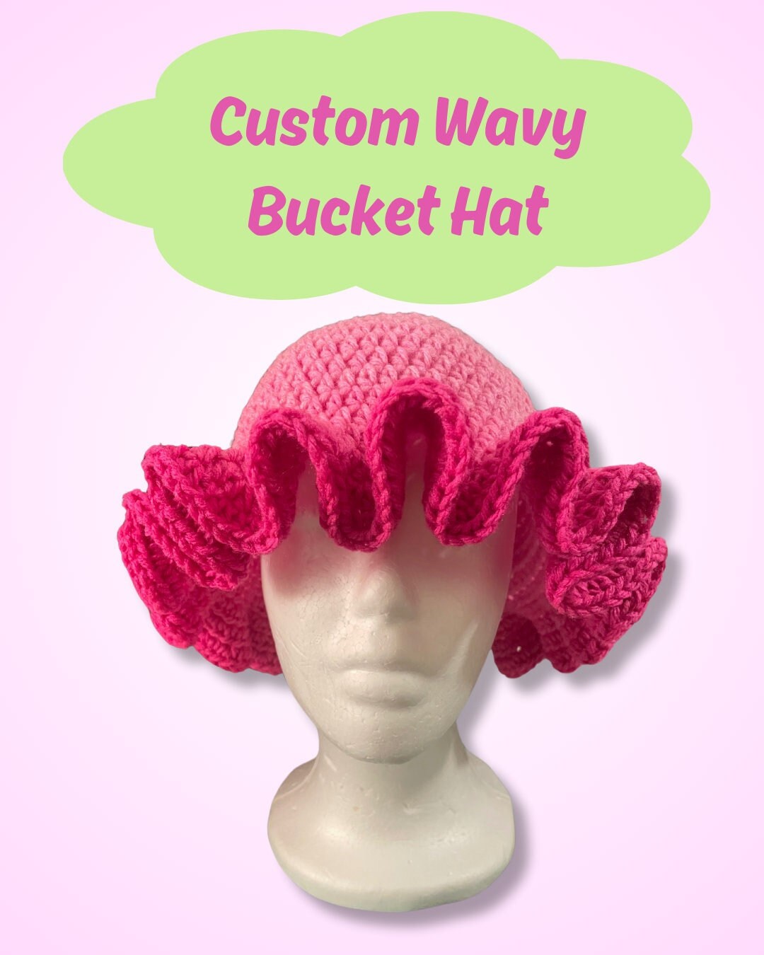 Custom Crochet Wavy Bucket Hat Handmade - Etsy