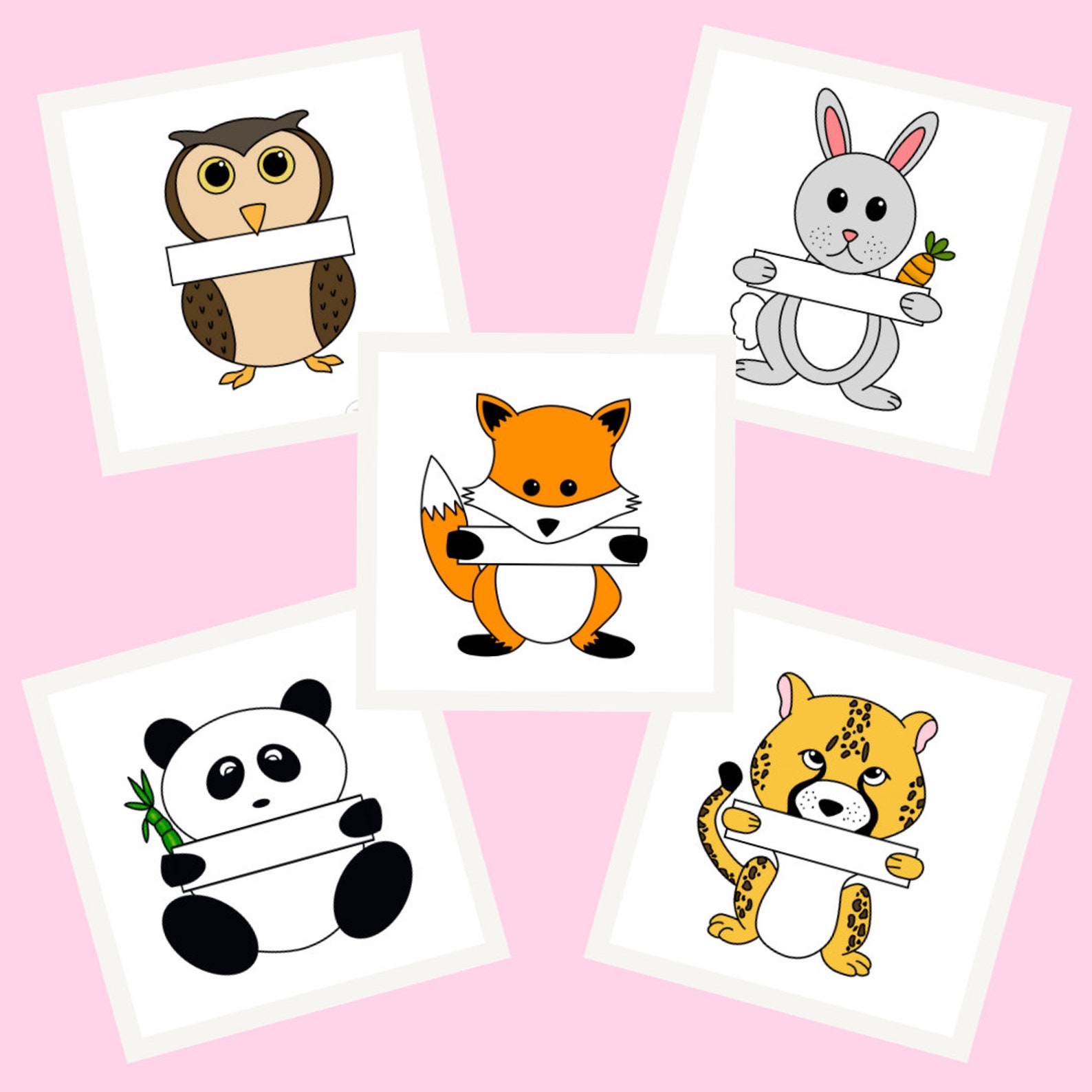 Animal Name Tags SET OF 5, Student Name Tags, Nursery, Classroom Name ...