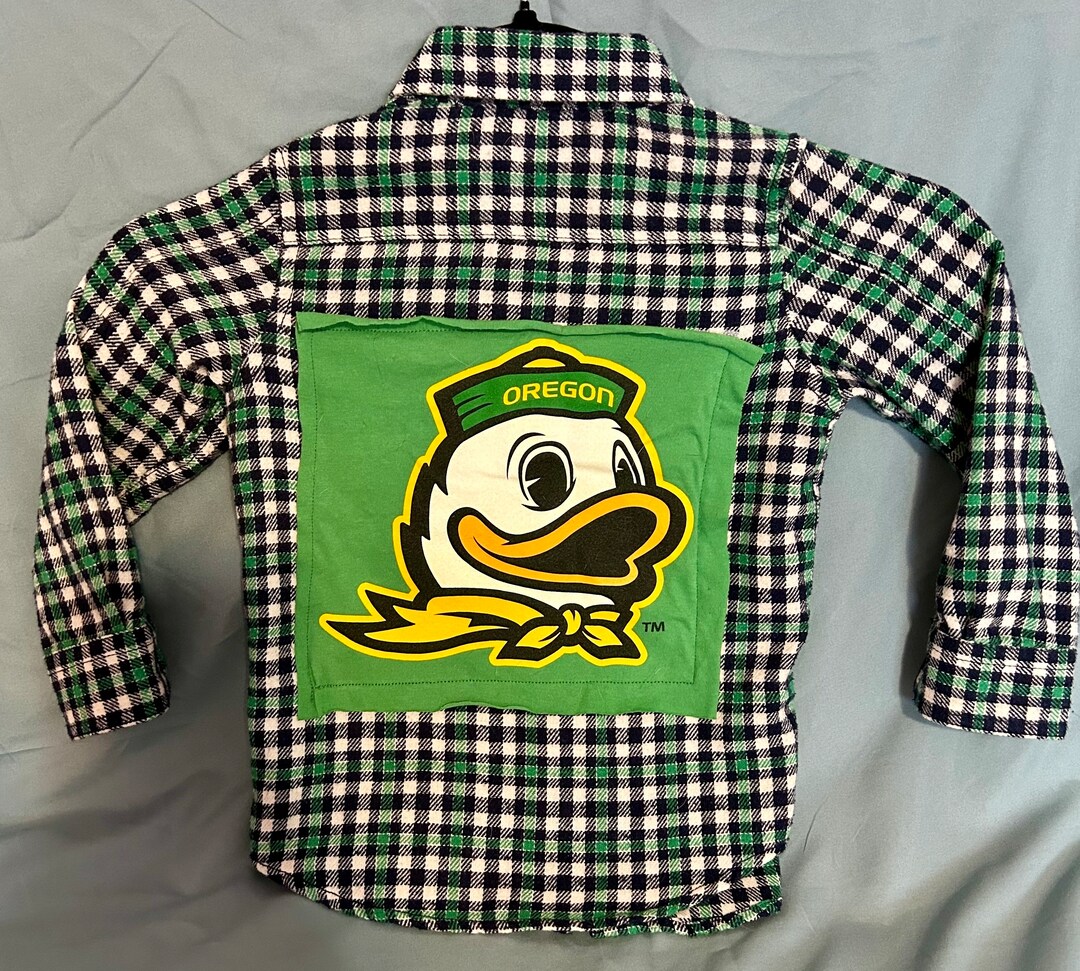 Upcycled Flannel Shirt Boys OREGON DUCKS University of Oregon PAC 12 - Etsy