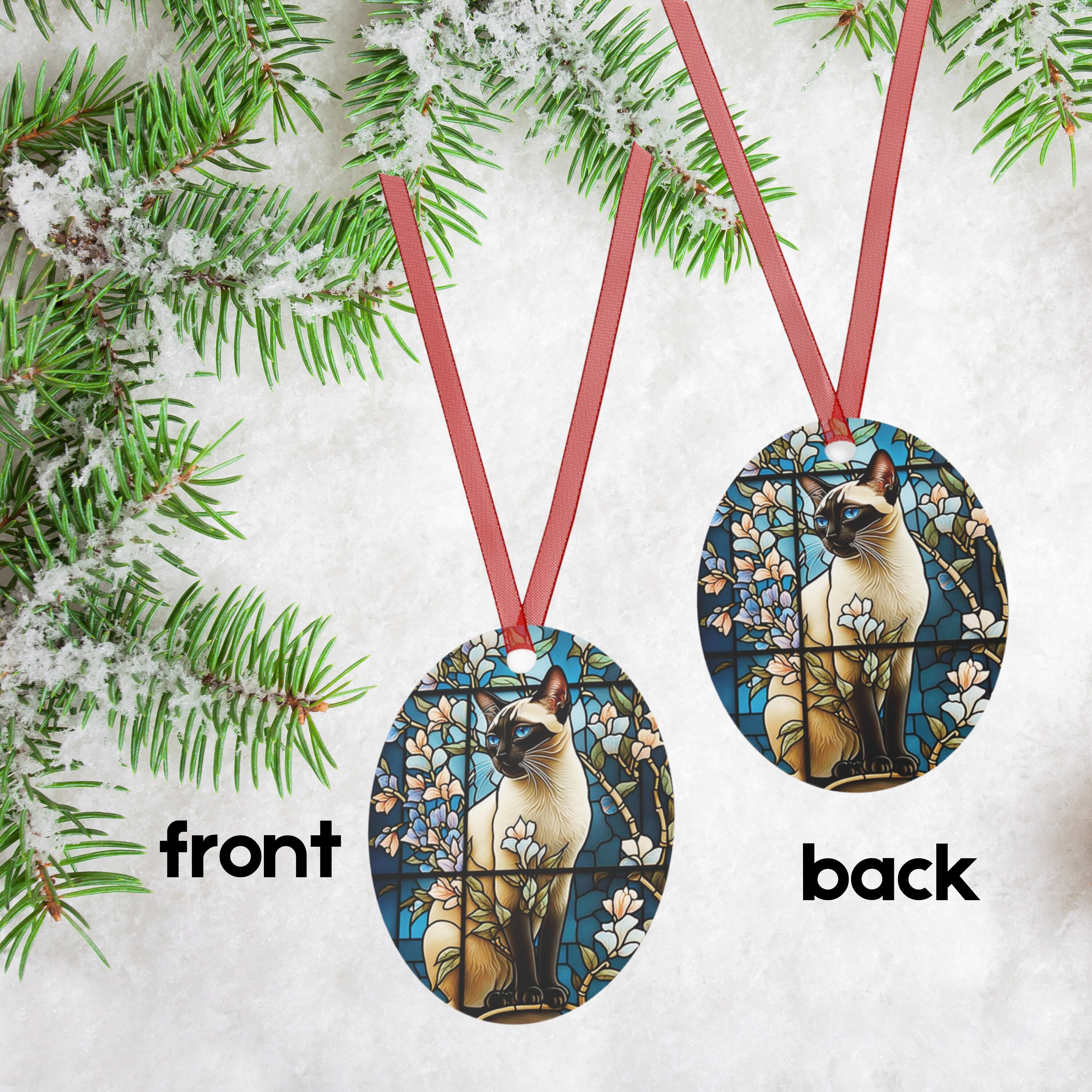 Siamese Cat Stained Glass Metal Christmas Ornament Perfect ...