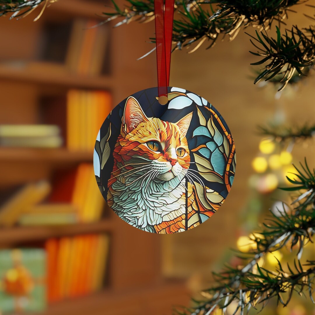 Set of 5 Metal Christmas Cat Ornaments - Perfect Gifts for Cat Lovers ...
