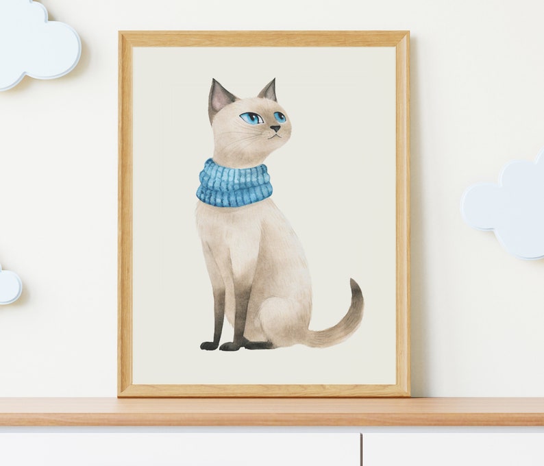 Cat Poster, Art Print, and Baby Nursery Decor for Cat Lovers, Siamese ...