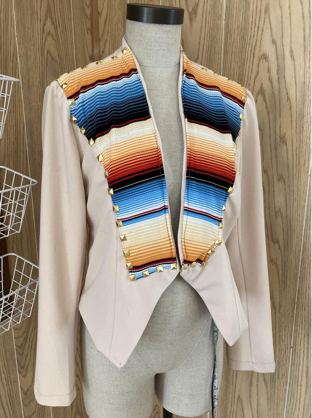 Upcycled Womens Western Serape Studded Jacket - Etsy