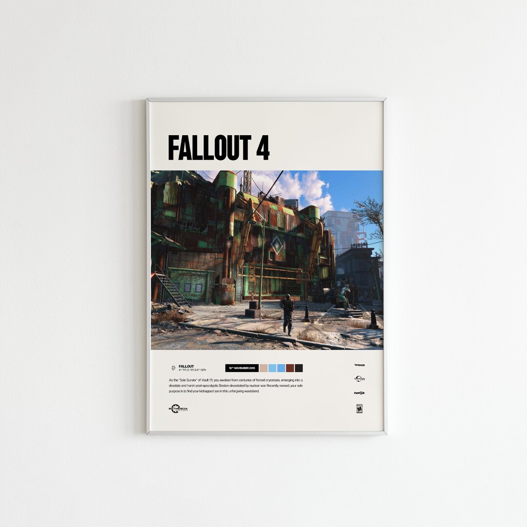 Fallout 4 2015 Minimalistischer Druck/Poster, nostalgische Videospiel ...