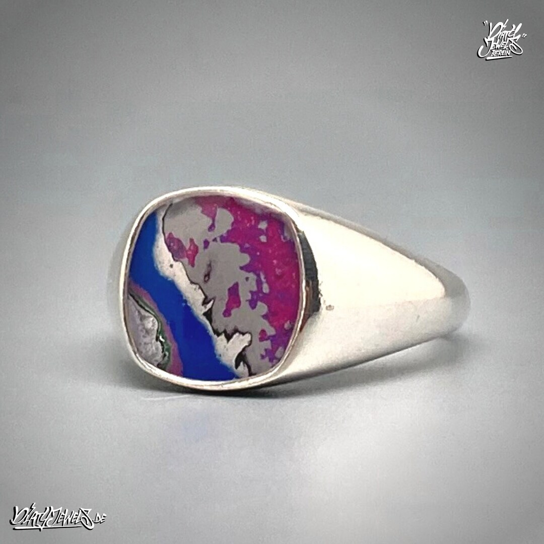 Graffiti Spray Paint Signet Ring 925 Silver Upcycling Jewelry of Berlin ...