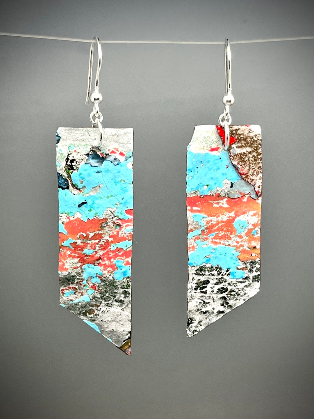 Graffiti Spray Paint Layers Ohrringe mit 925 Silber Upcycling Jewelry ...