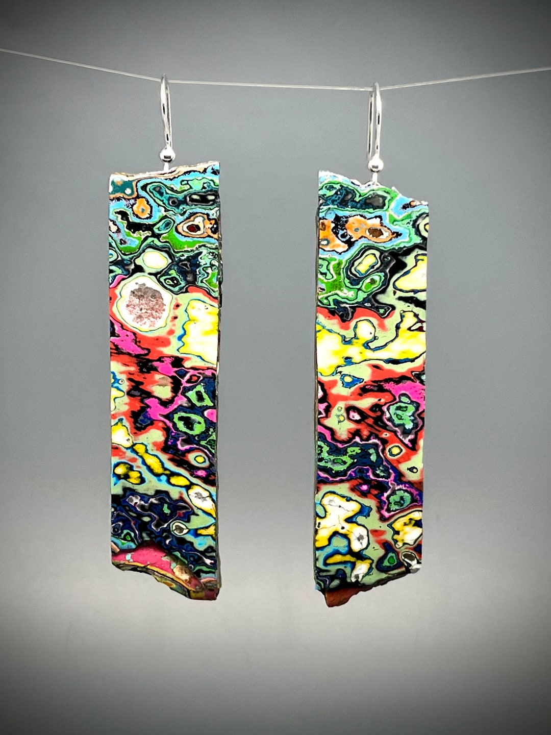 Graffiti Spray Paint Layers Ohrringe mit 925 Silber Upcycling Jewelry ...