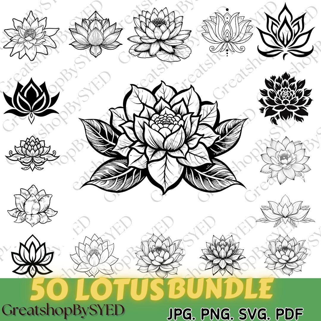 50 LOTUS SVG Bundle L Lotus Clipart and Cut Files for Cricut Lotus ...