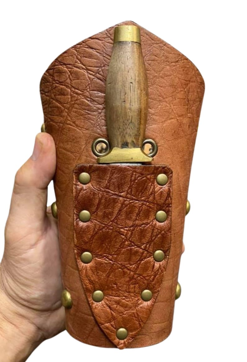 Handmade Leather Wrist Cuff Sheath With Knife Holder - Necker Knife ...