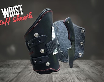 Customized Hidden Blade Wrist Cuff Sheath With Knife, Handmade Brown ...