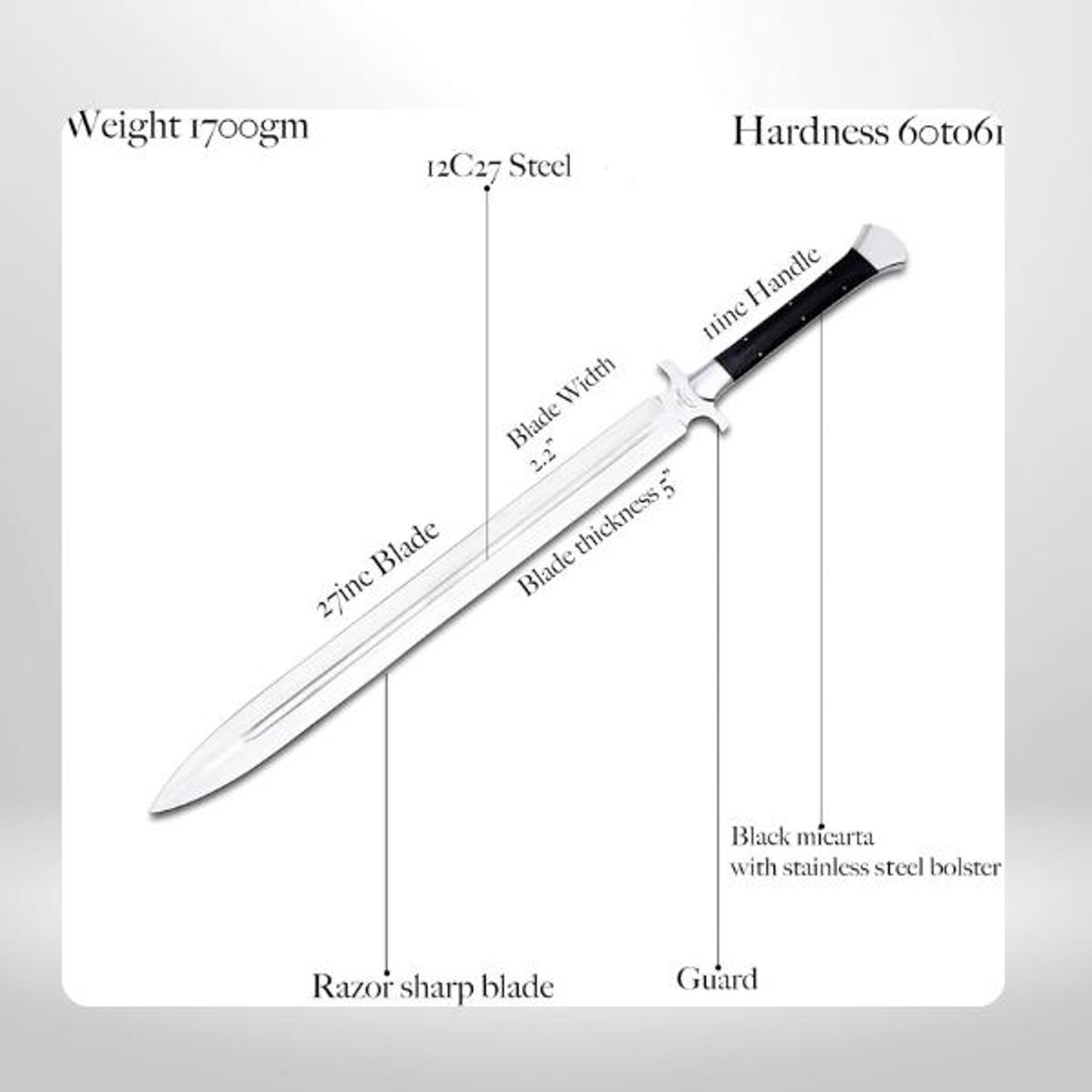 Full Tang Sword With Sheath, Handmade Custom Stainless Steel Swords ...